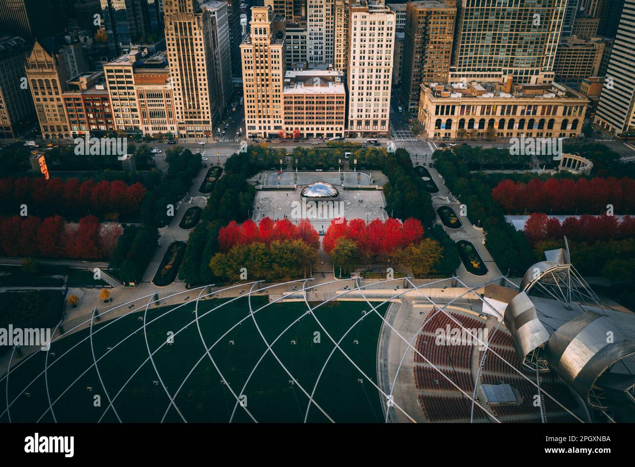 Autumn in Chicago. Millennium Park and The Bean during Peak Foliage ...