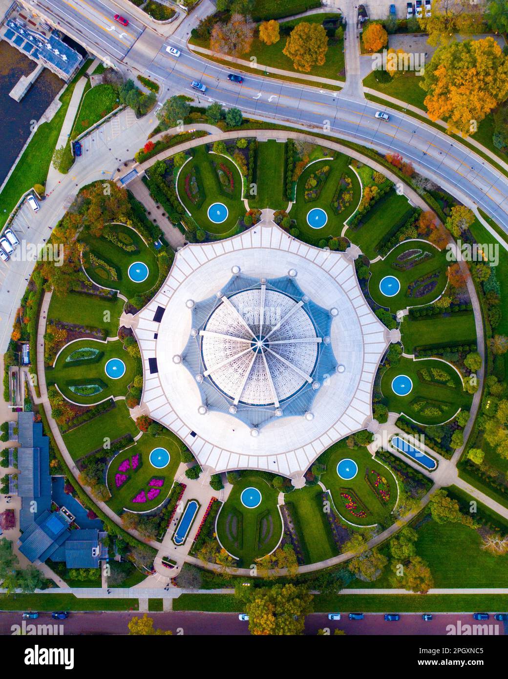 Bahai House of Worship - Top Down Aerial View. Amazing Landscape Design ...