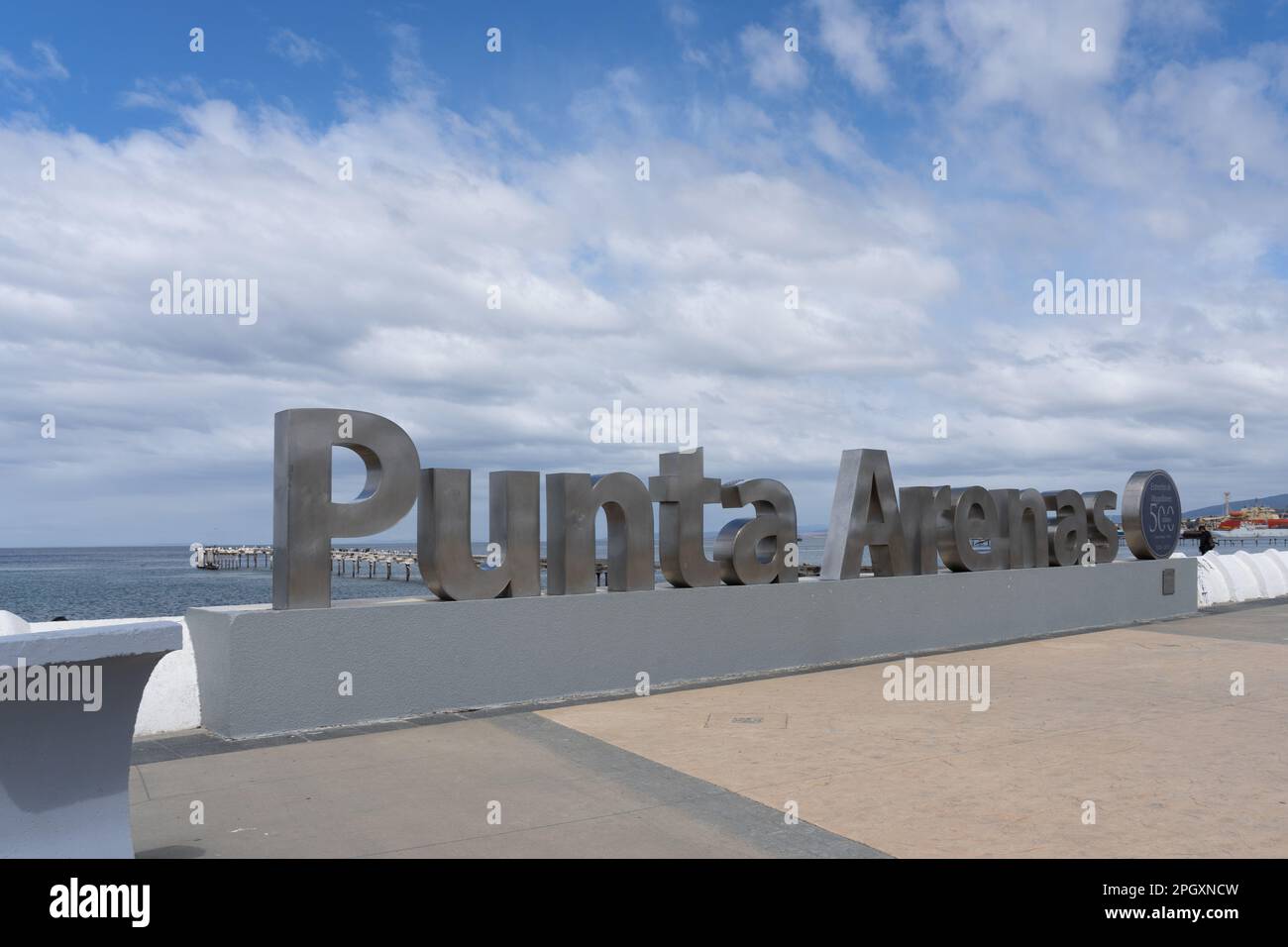 Punta Arenas, Chile - February 7, 2023: Punta Arenas ground sign is ...