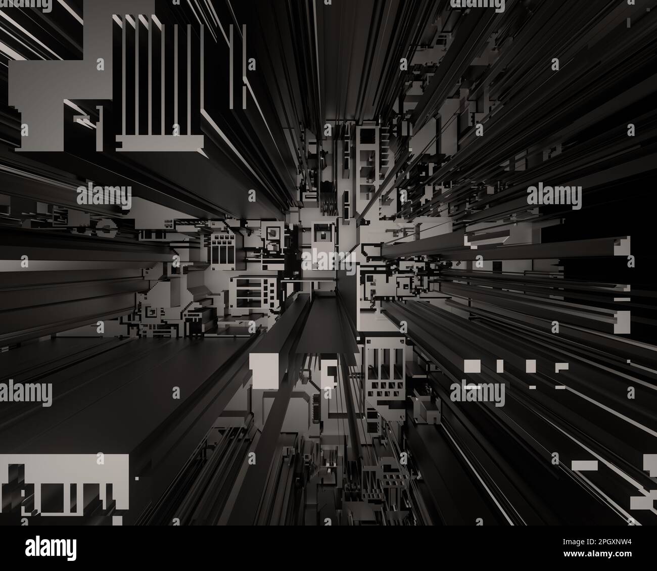 An abstract futuristic cyberpunk greeble city aerial view Stock Photo ...