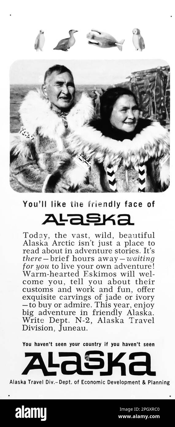 Alaska travel advert in a Natgeo magazine, 196 Stock Photo - Alamy