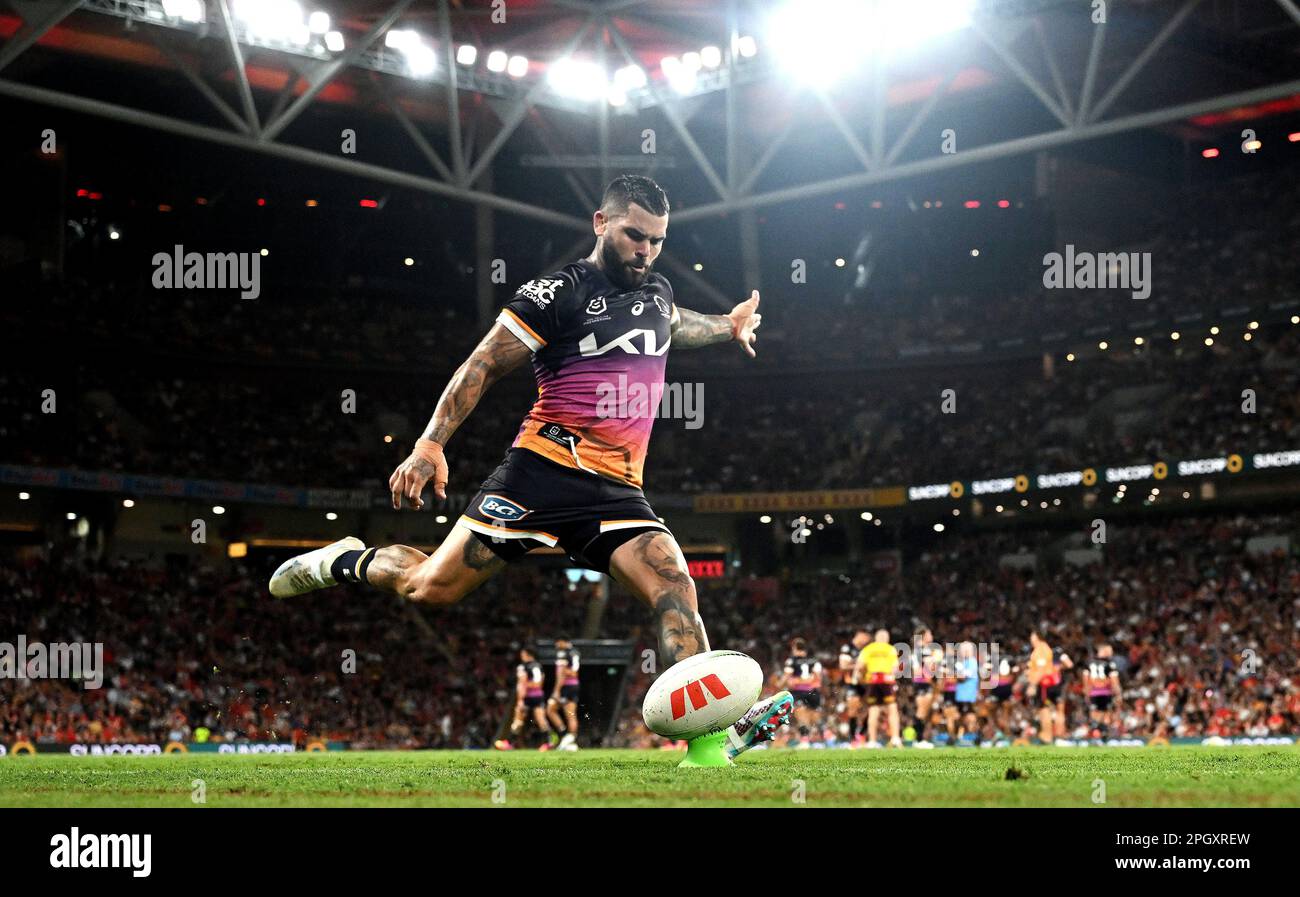 Adam Reynolds of the Broncos converts a try during the NRL Round 4 ...