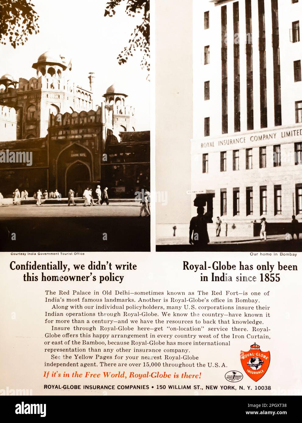 Royal-Globe insurance company advert in a Natgeo magazine, 1966 Stock ...