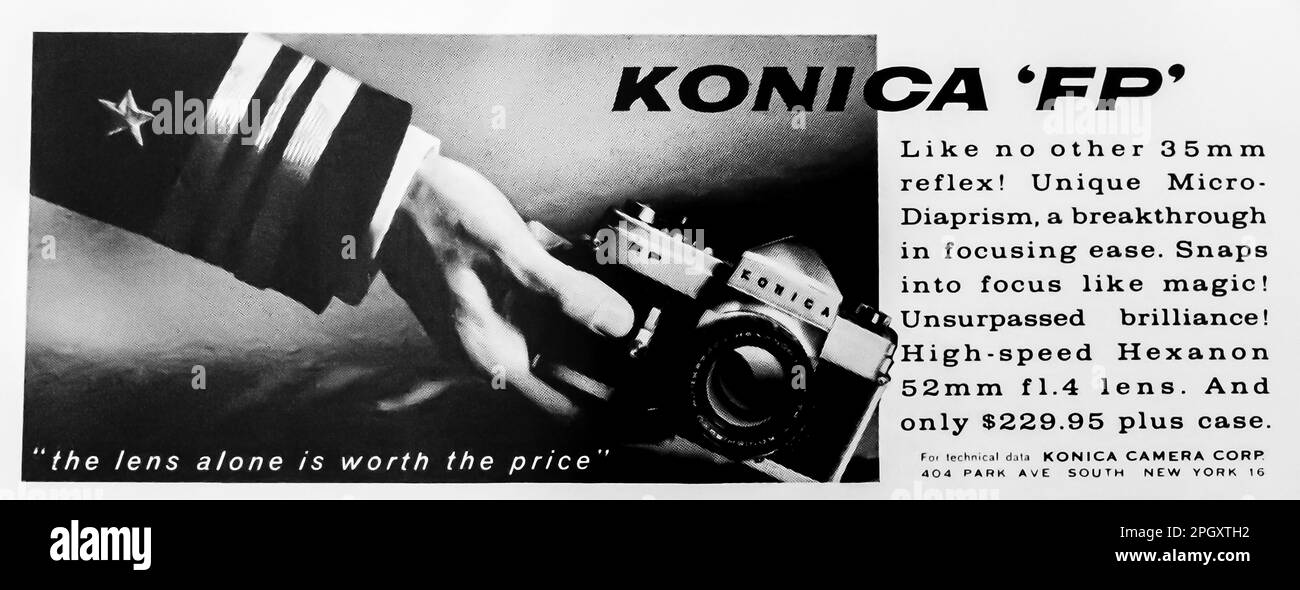 Konica FP advert in a Natgeo magazine, October 1962 Stock Photo - Alamy