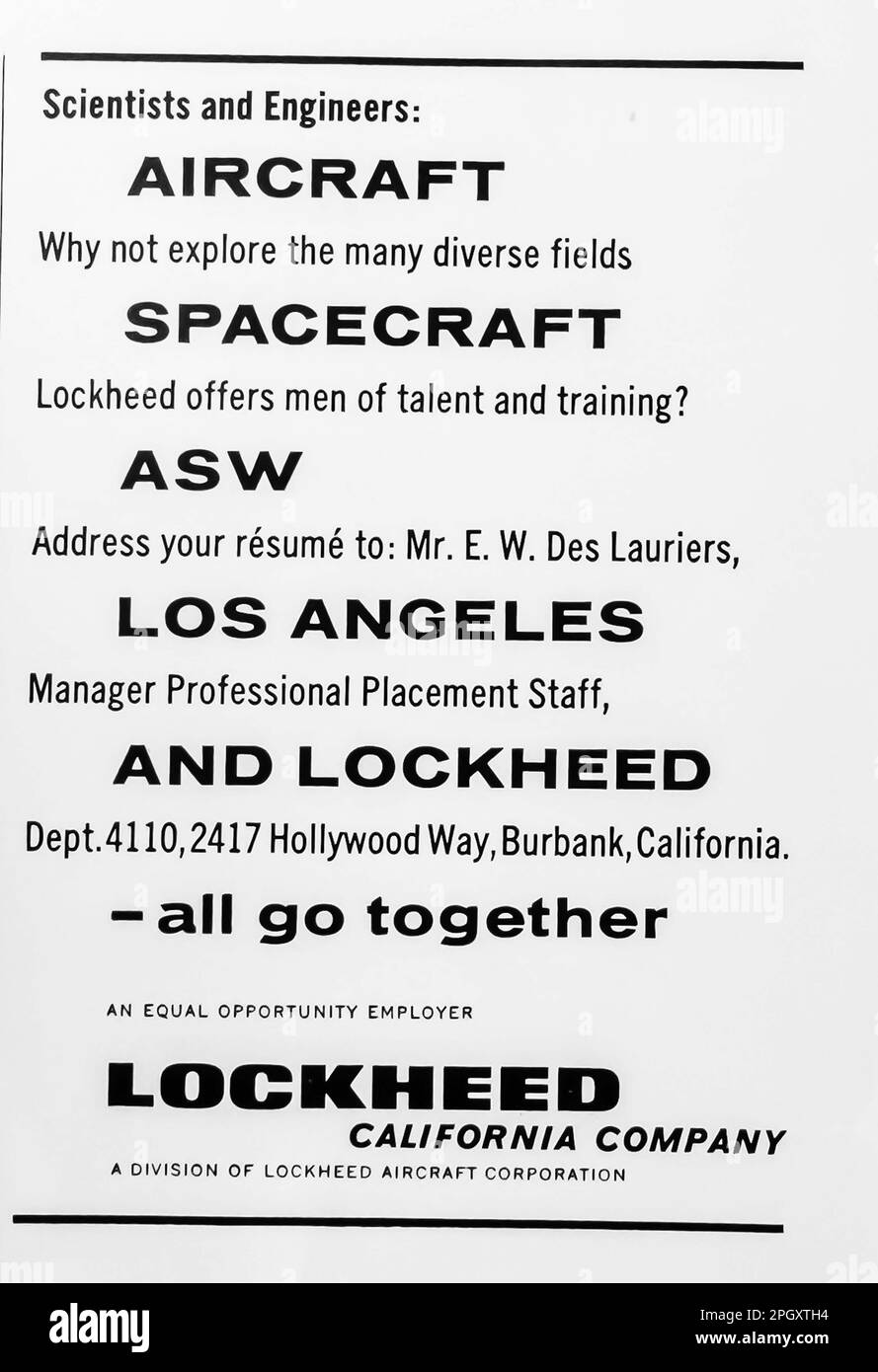 Lockheed careers, recruiting advert in a Natgeo magazine, October 1962 ...