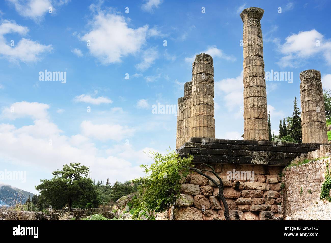 Ruins of an ancient temple, Temple Of Apollo At Delphi Oracle, Greece ...