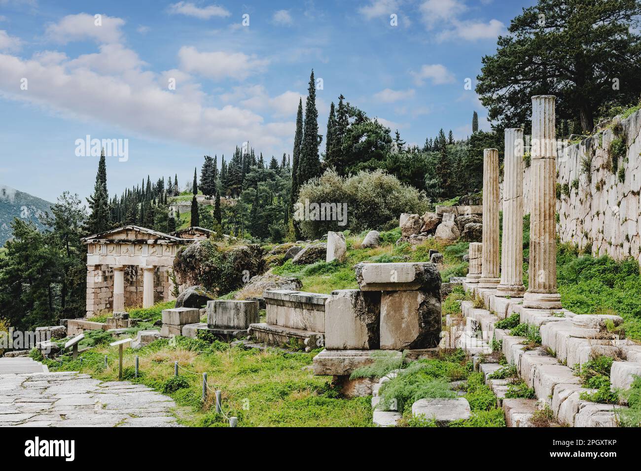 Ruins of an ancient temple, Temple Of Apollo At Delphi Oracle, Greece ...