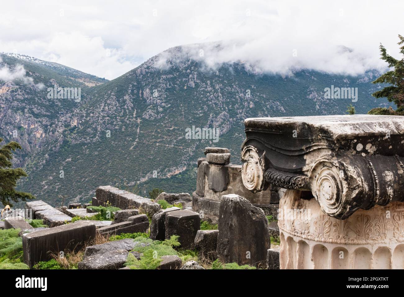 Ruins of an ancient temple, Temple Of Apollo At Delphi Oracle, Greece ...