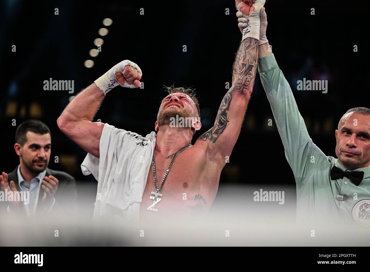 Zucco Ivan acelebrating after victory during the Boxing WBC ...