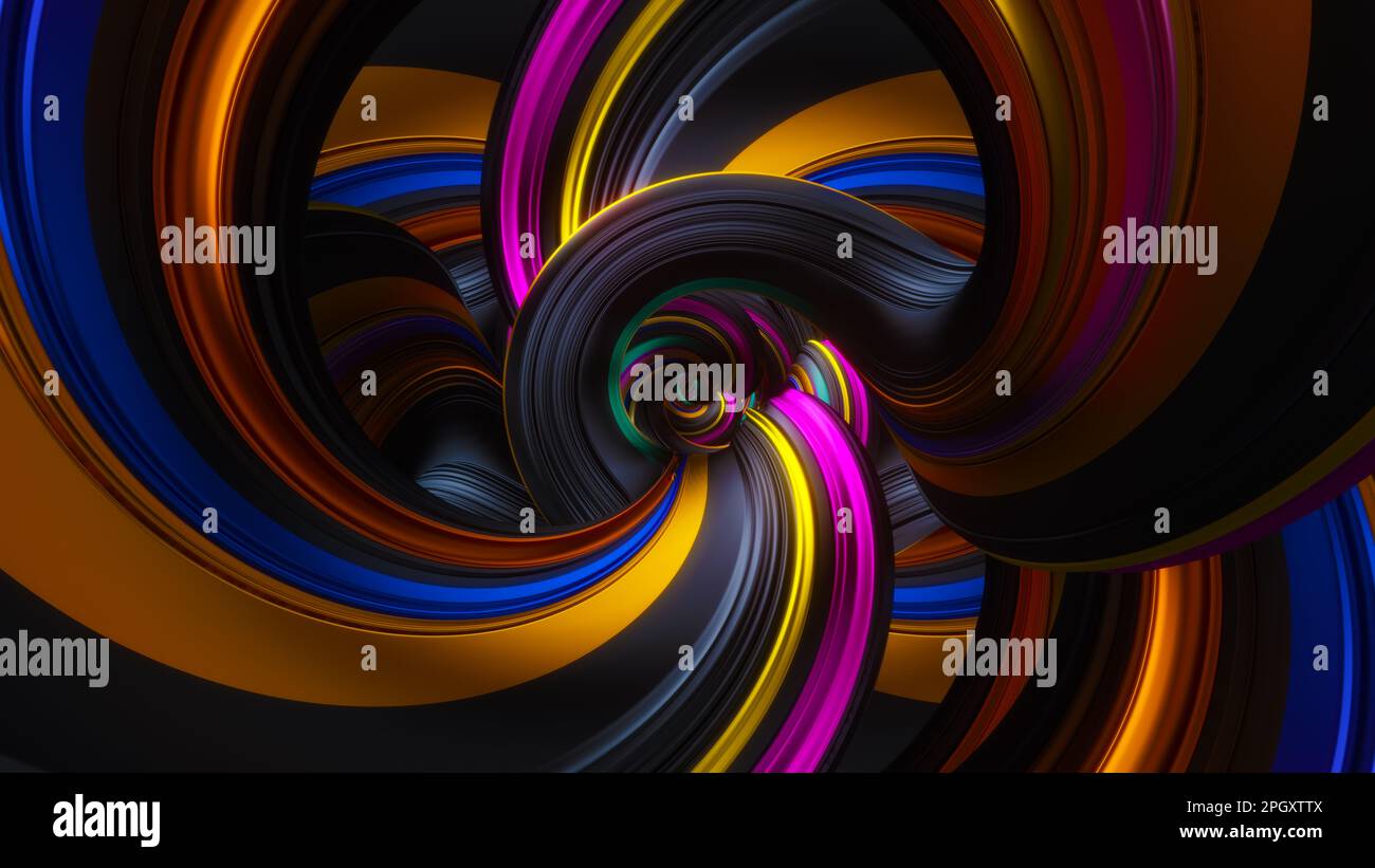An abstract multi colored array formation twisted tunnel with clipping ...