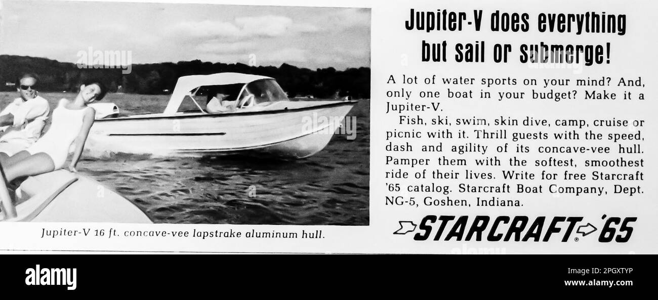 Starcraft-65 boat advert in a Natgeo magazine, May 1965 Stock Photo - Alamy