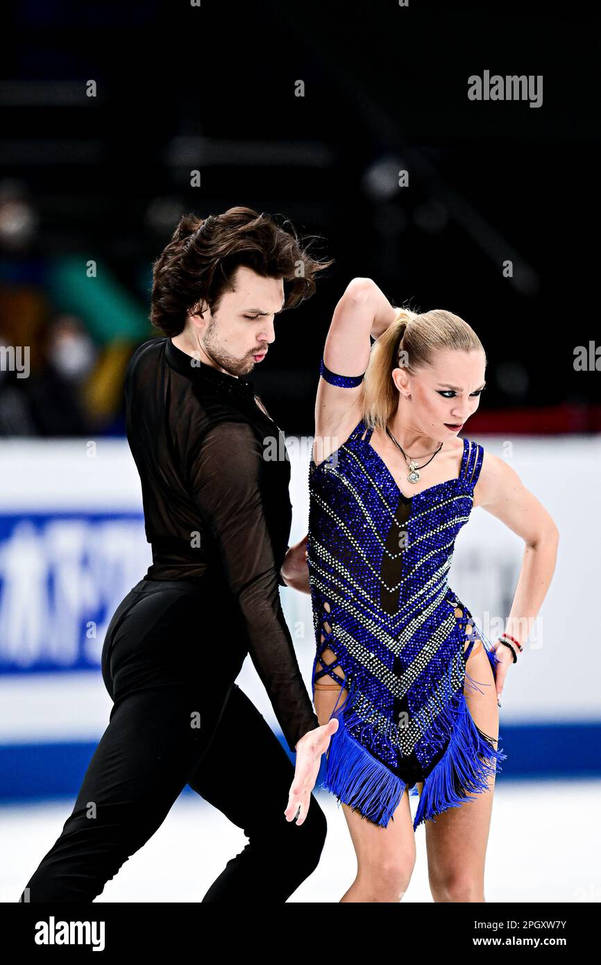 Maria KAZAKOVA & Georgy REVIYA (GEO), during Ice Dance Rhythm Dance, at the ISU World Figure ...