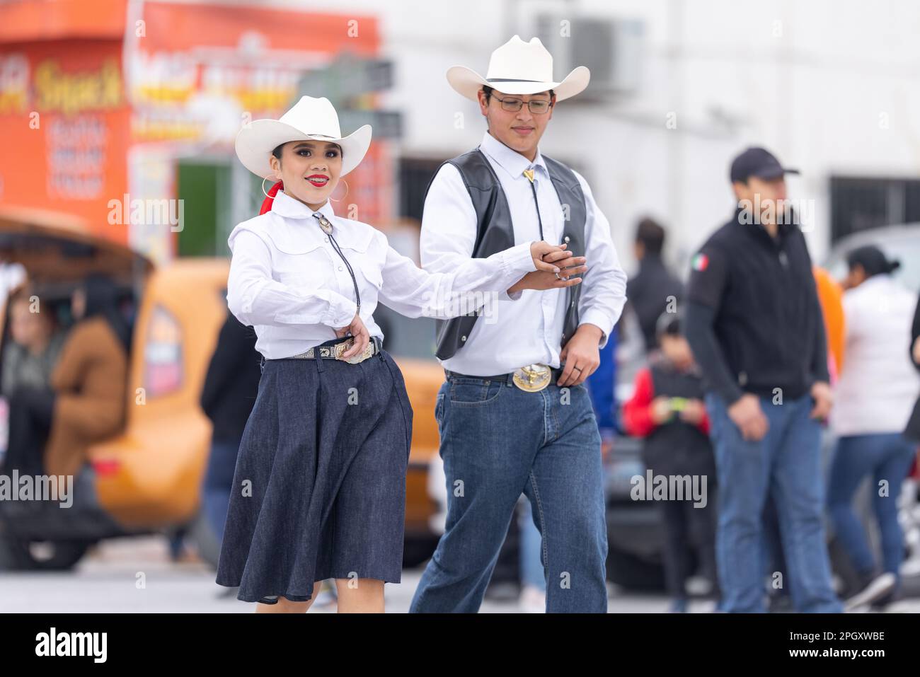 Valle Hermoso, Tamaulipas, Mexico - March 18, 2023: City Anniversary Parade, Dance Group wearing ...