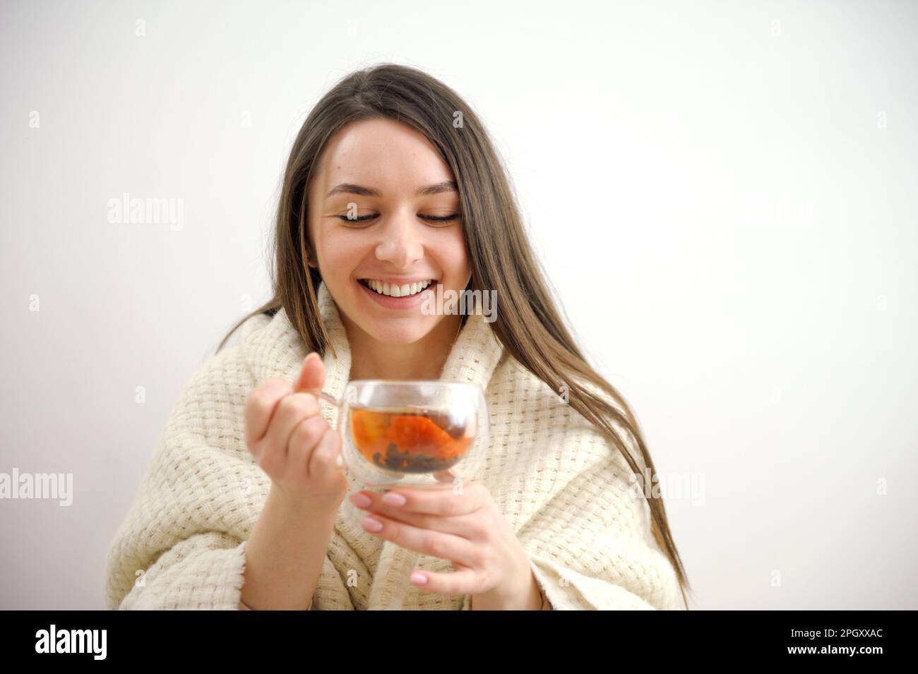 Drink Tea to relax cozy photo with blurry background. Women's hands ...