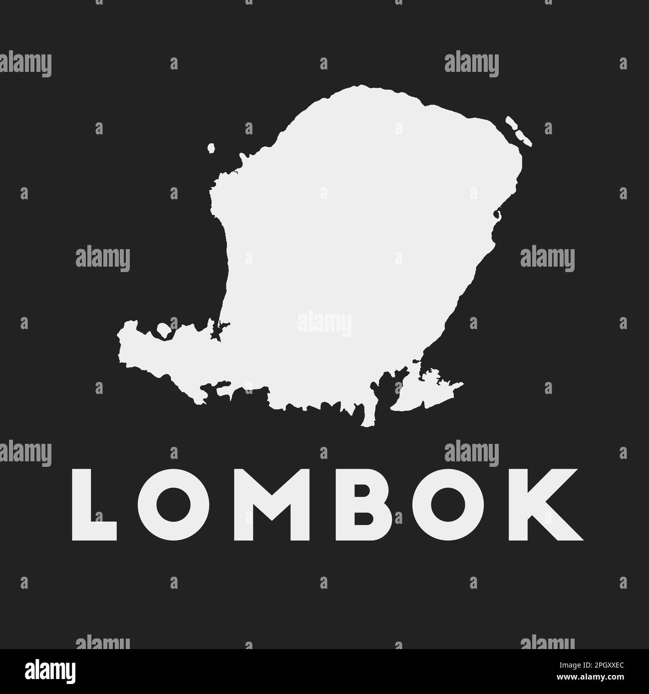 Lombok icon. Island map on dark background. Stylish Lombok map with ...