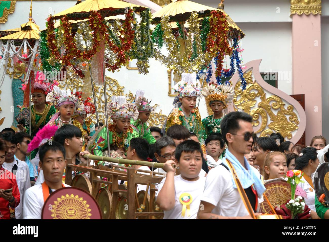 Poy Sang Long festival parade. A Ceremony of boys to become novice monk ...