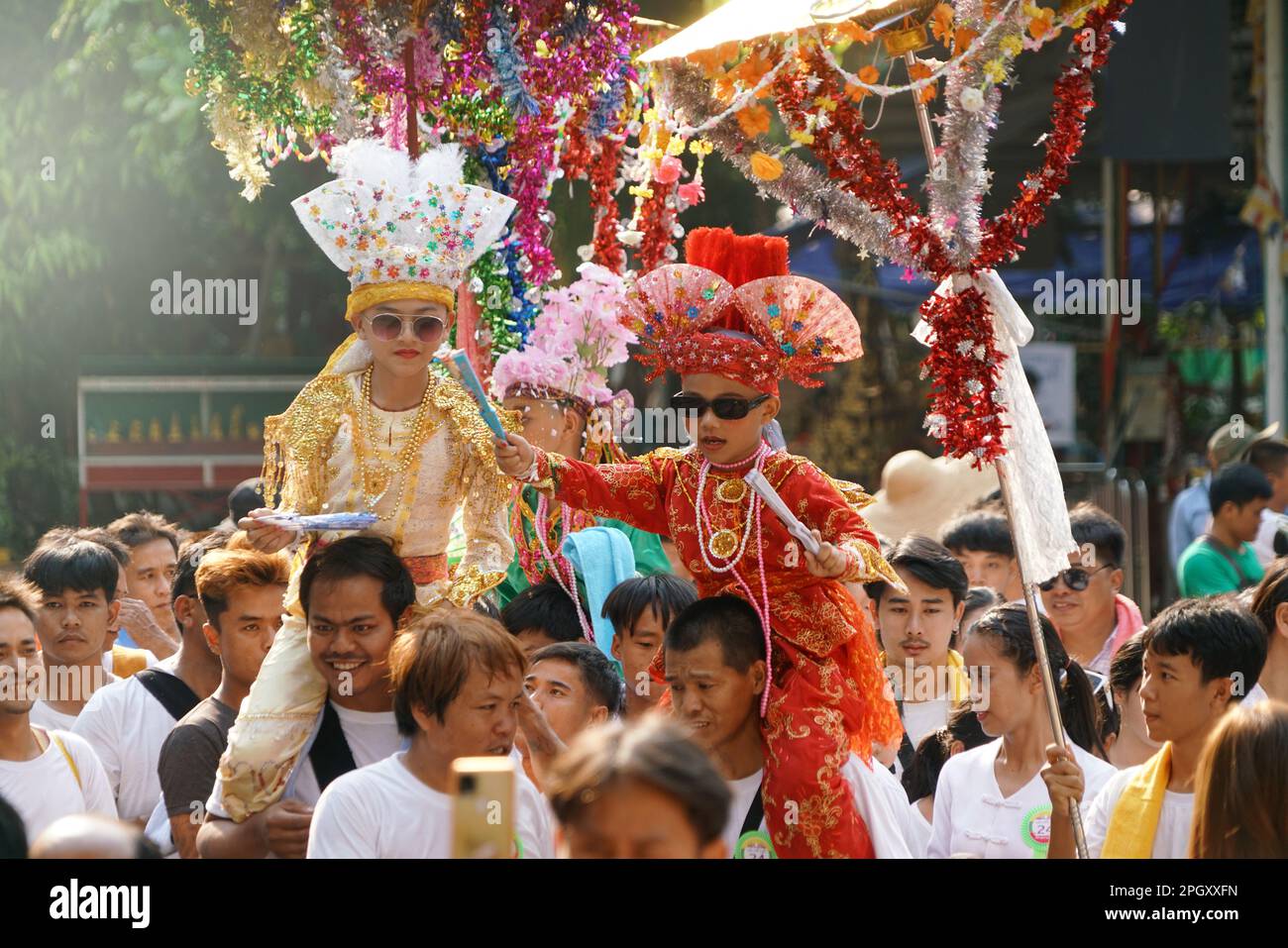 Poy Sang Long festival parade. A Ceremony of boys to become novice monk ...