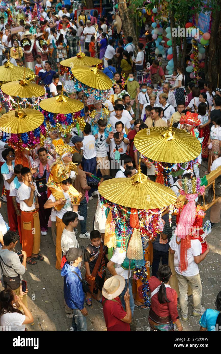 Poy Sang Long festival parade. A Ceremony of boys to become novice monk ...