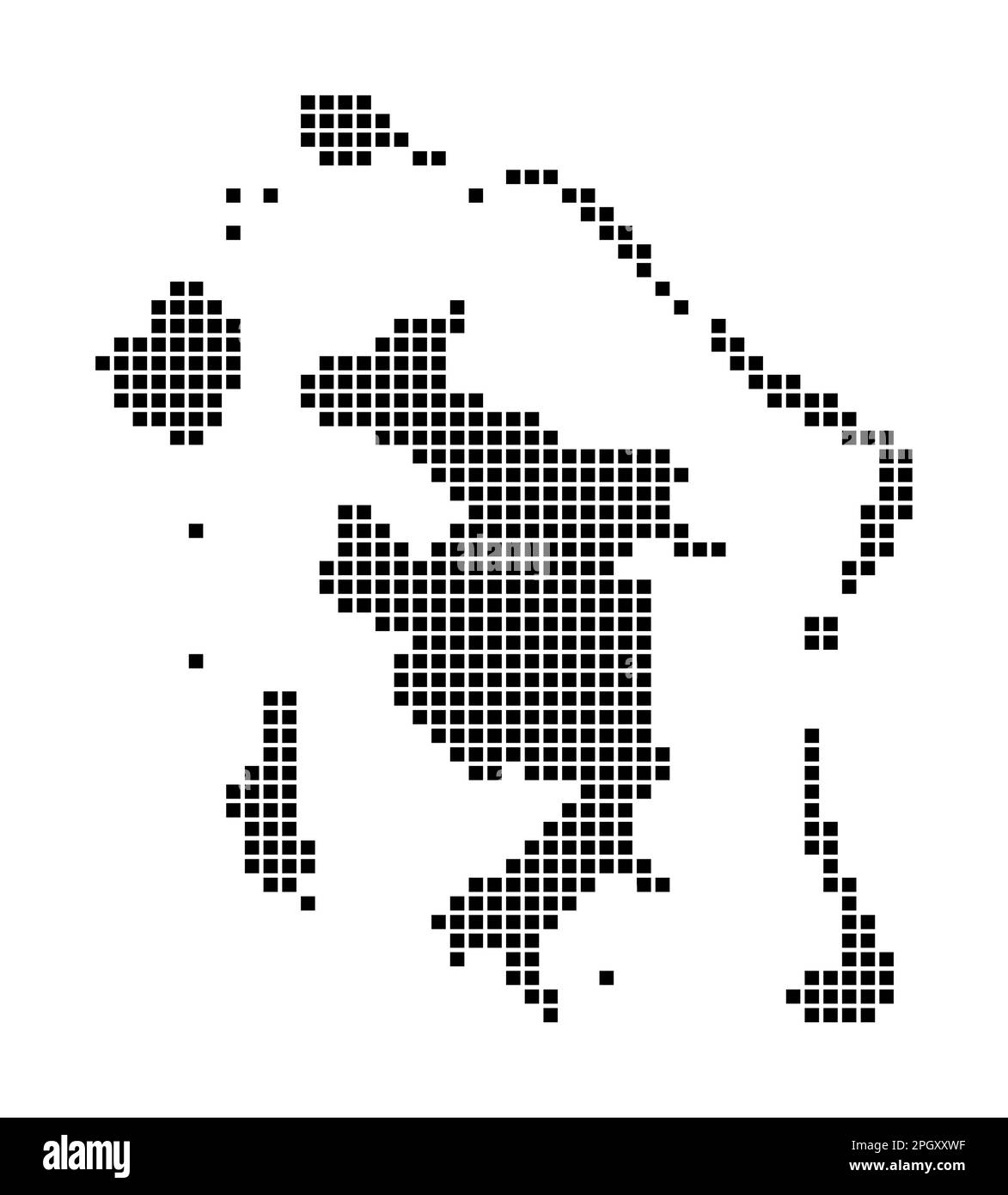 Bora Bora map. Map of Bora Bora in dotted style. Borders of the island filled with rectangles ...