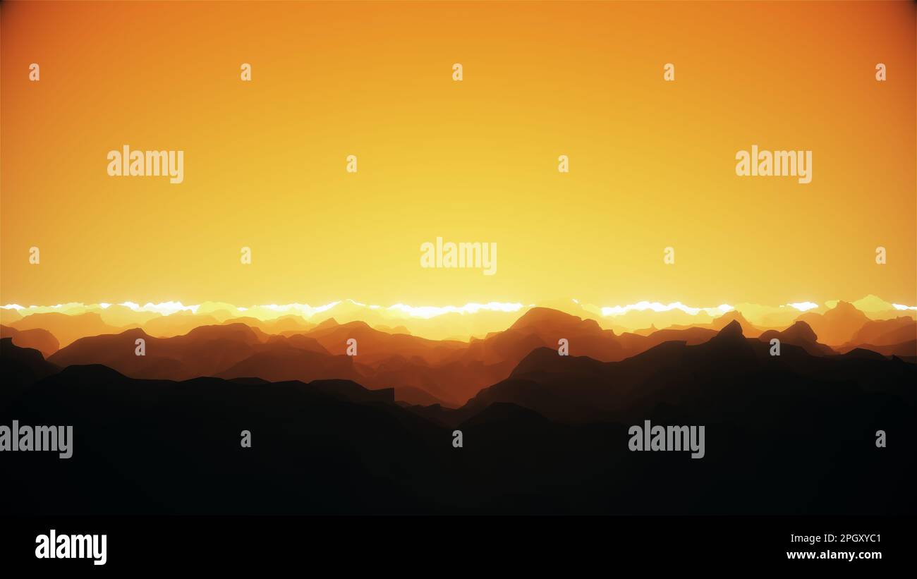 A computer generated golden warm background landscape horizon Stock ...