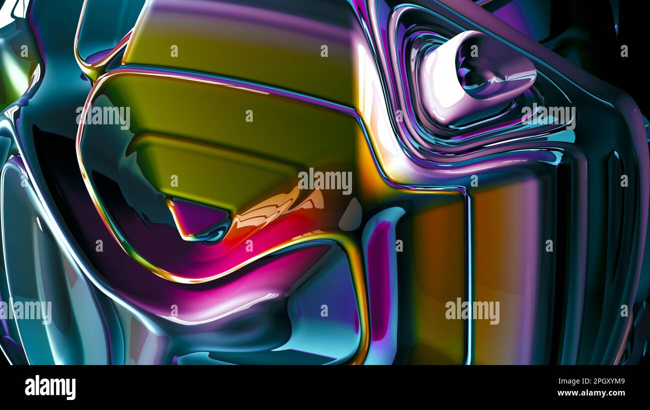 An abstract rotating 3D reflective mirror orb background rendering ...