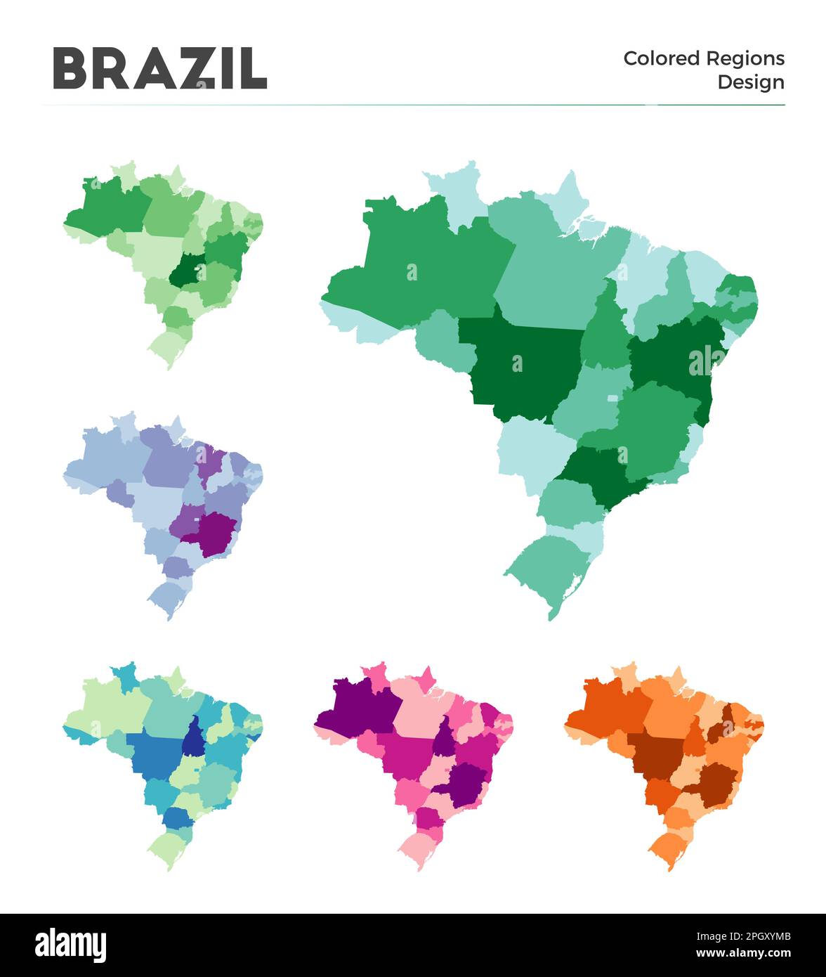Brazil map collection. Borders of Brazil for your infographic. Colored ...