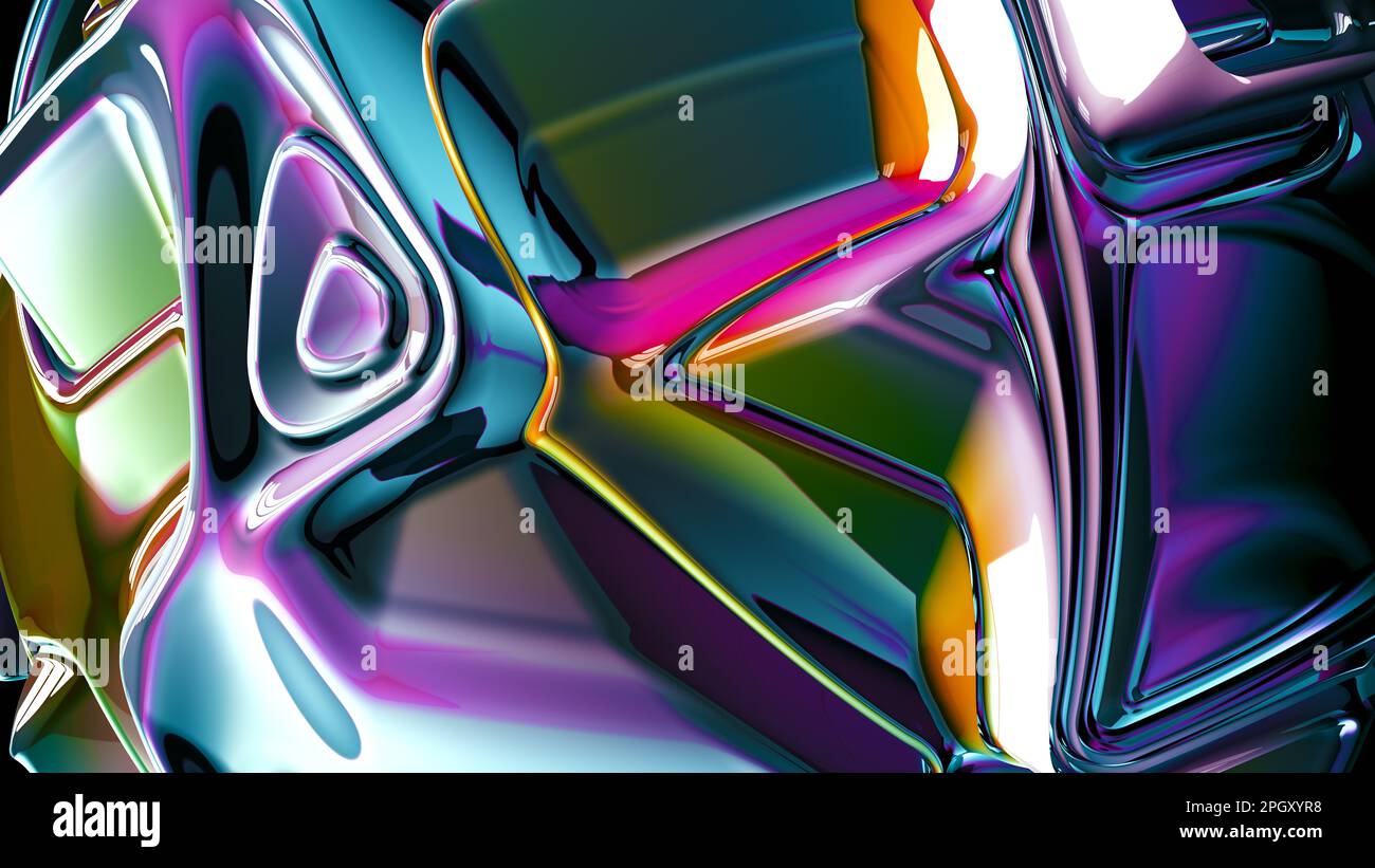 An abstract rotating 3D reflective mirror orb background rendering ...