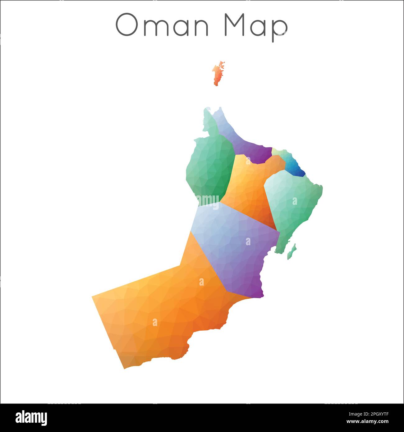 Low poly map of Oman. Oman geometric polygonal, mosaic style map Stock ...