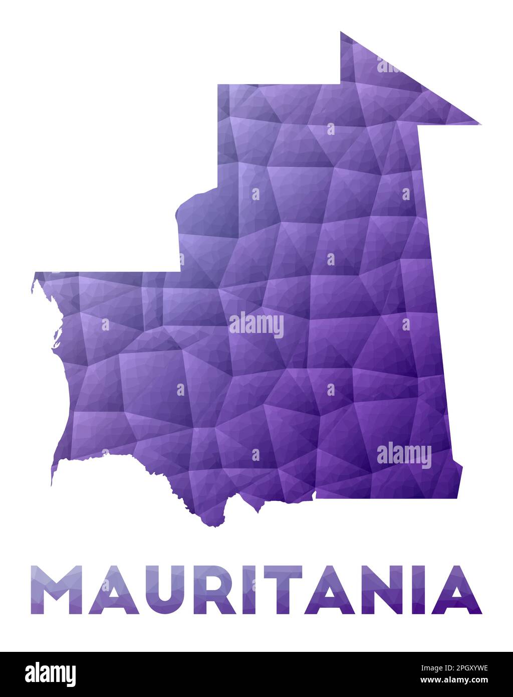 Map of Mauritania. Low poly illustration of the country. Purple ...