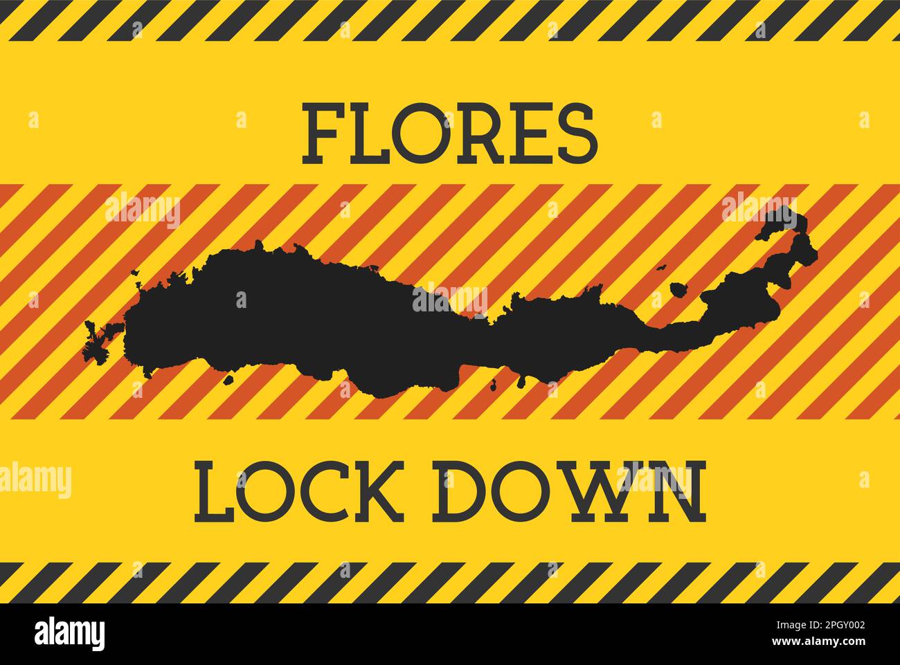 Flores Lock Down Sign. Yellow island pandemic danger icon. Vector ...