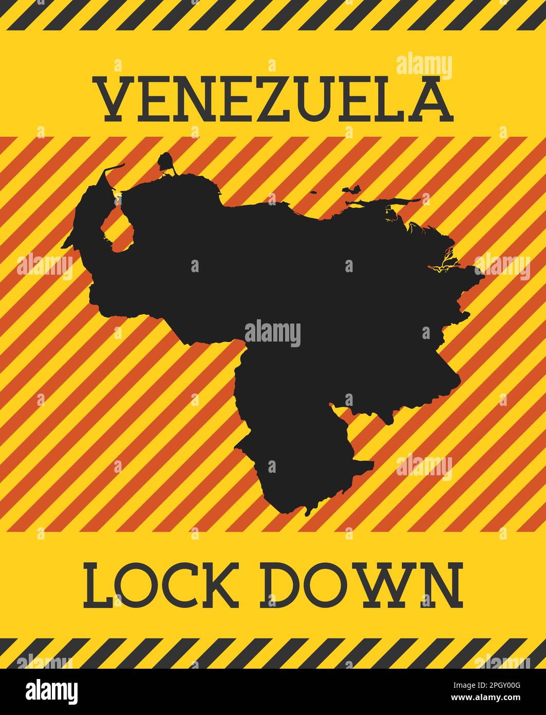 Venezuela Lock Down Sign. Yellow country pandemic danger icon. Vector ...