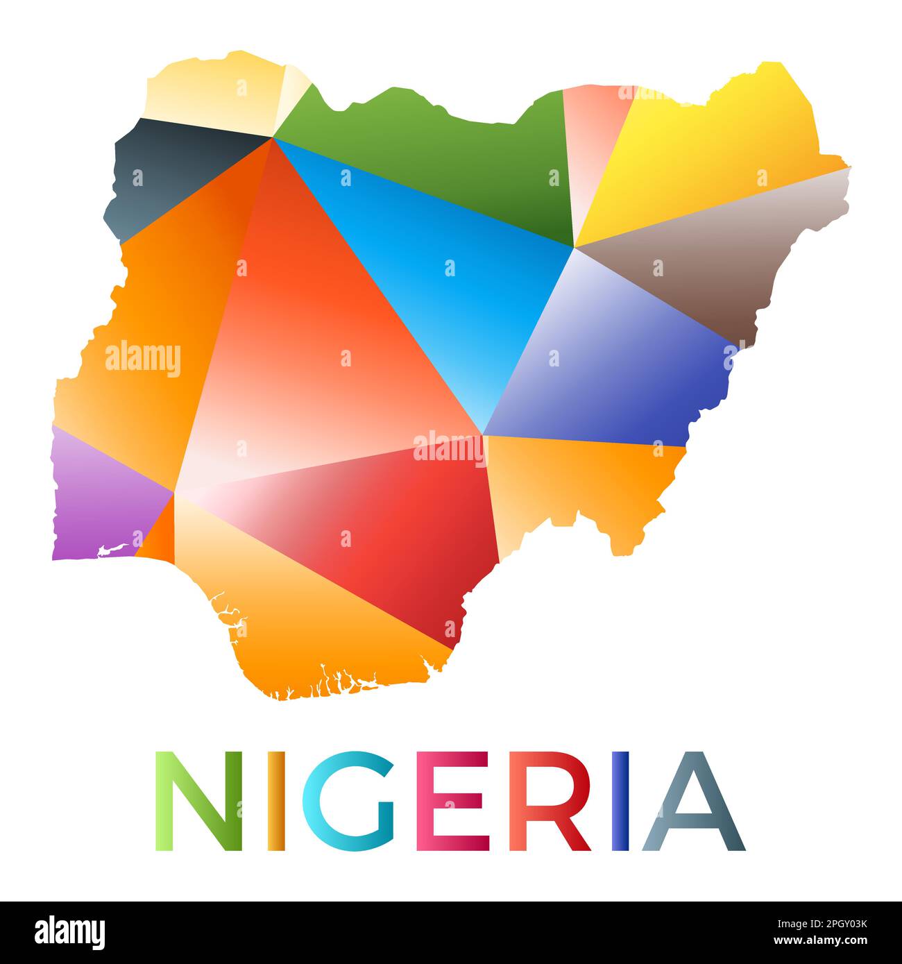 Bright colored Nigeria shape. Multicolor geometric style country logo ...