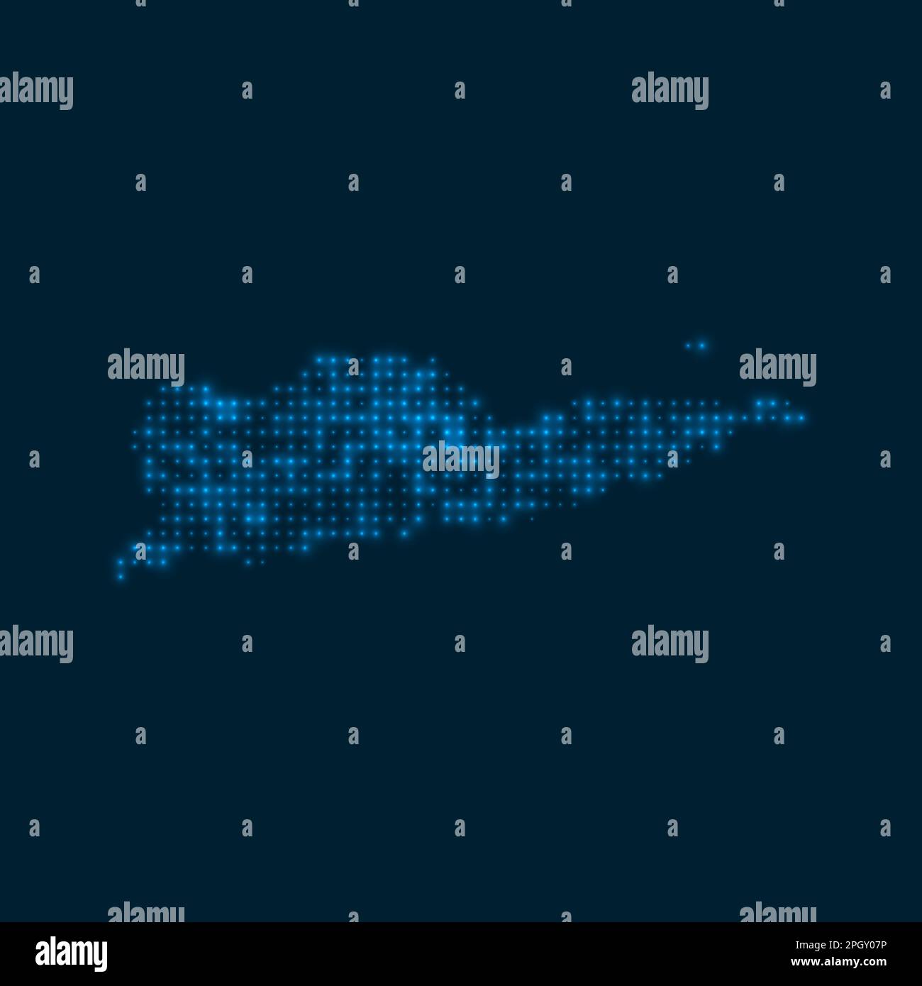 Saint Croix dotted glowing map. Shape of the island with blue bright ...