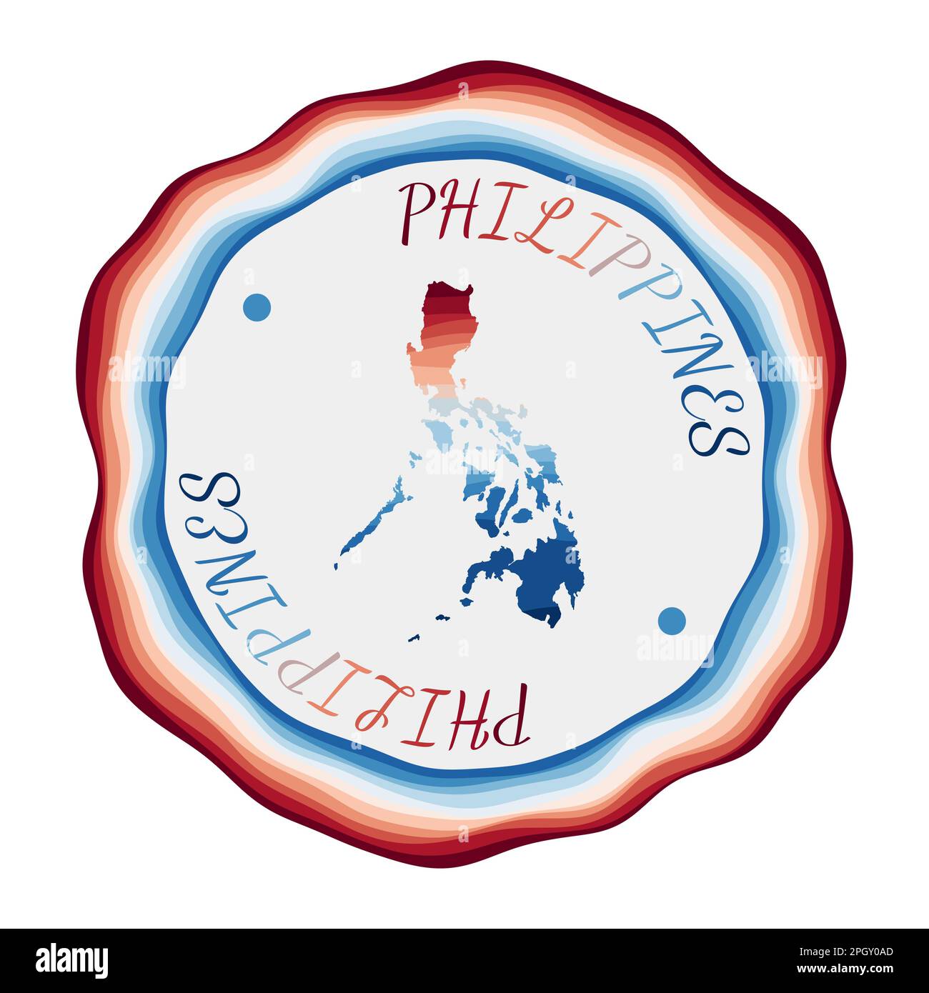 Philippines badge. Map of the country with beautiful geometric waves ...