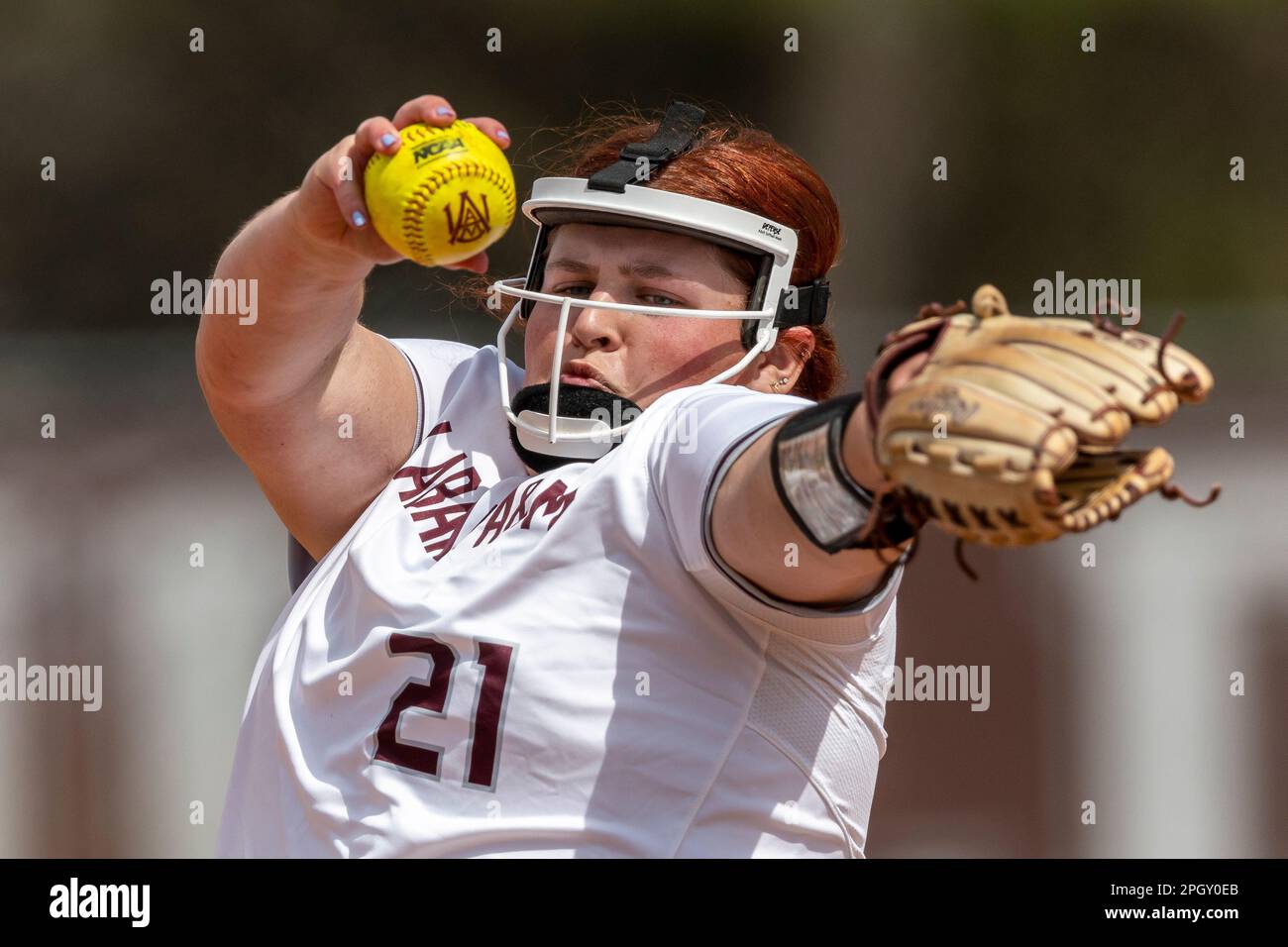 Alabama A&M pitcher/infielder Paige Scott (21) pitches against ...