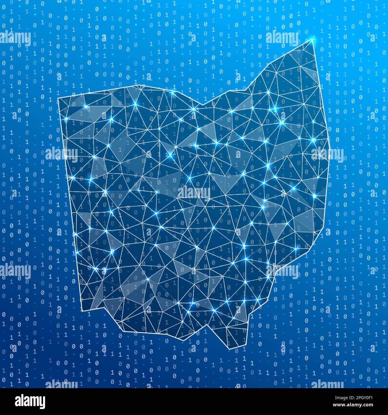 Network map of Ohio. US state digital connections map. Technology ...