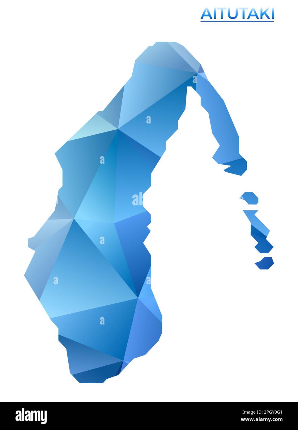 Vector polygonal Aitutaki map. Vibrant geometric island in low poly style. Authentic ...
