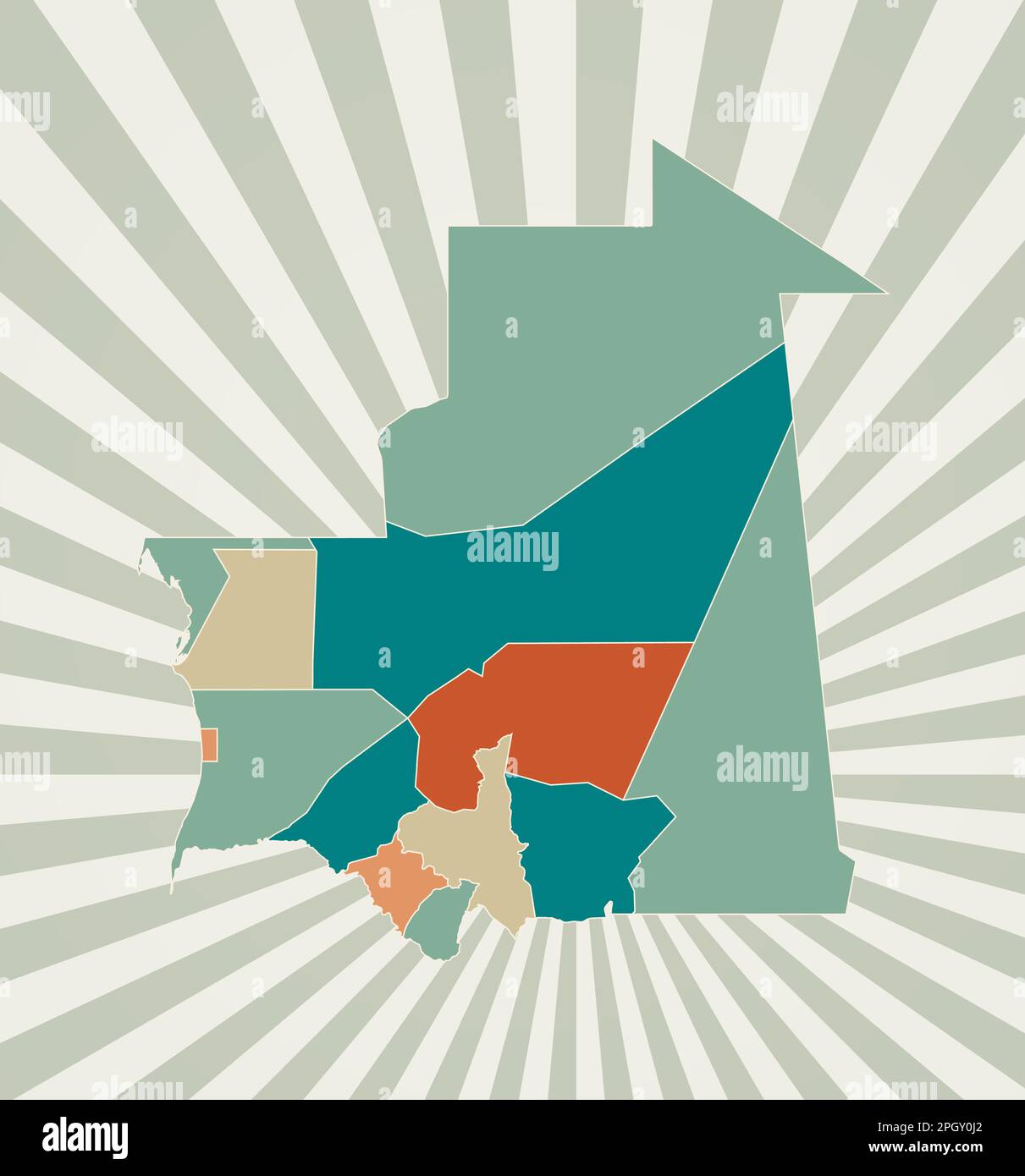 Mauritania map. Poster with map of the country in retro color palette ...