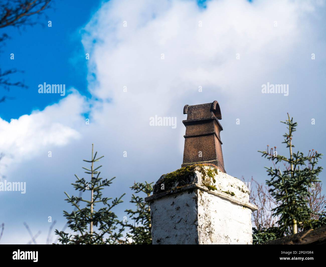 Unusual Chimney Stack on an old cottage in Burnley Lancashire Stock ...