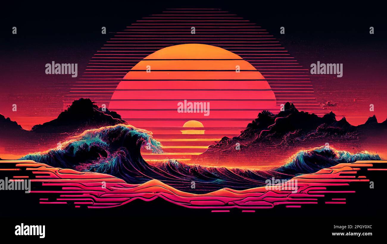 Synthwave sunset hi-res stock photography and images - Alamy