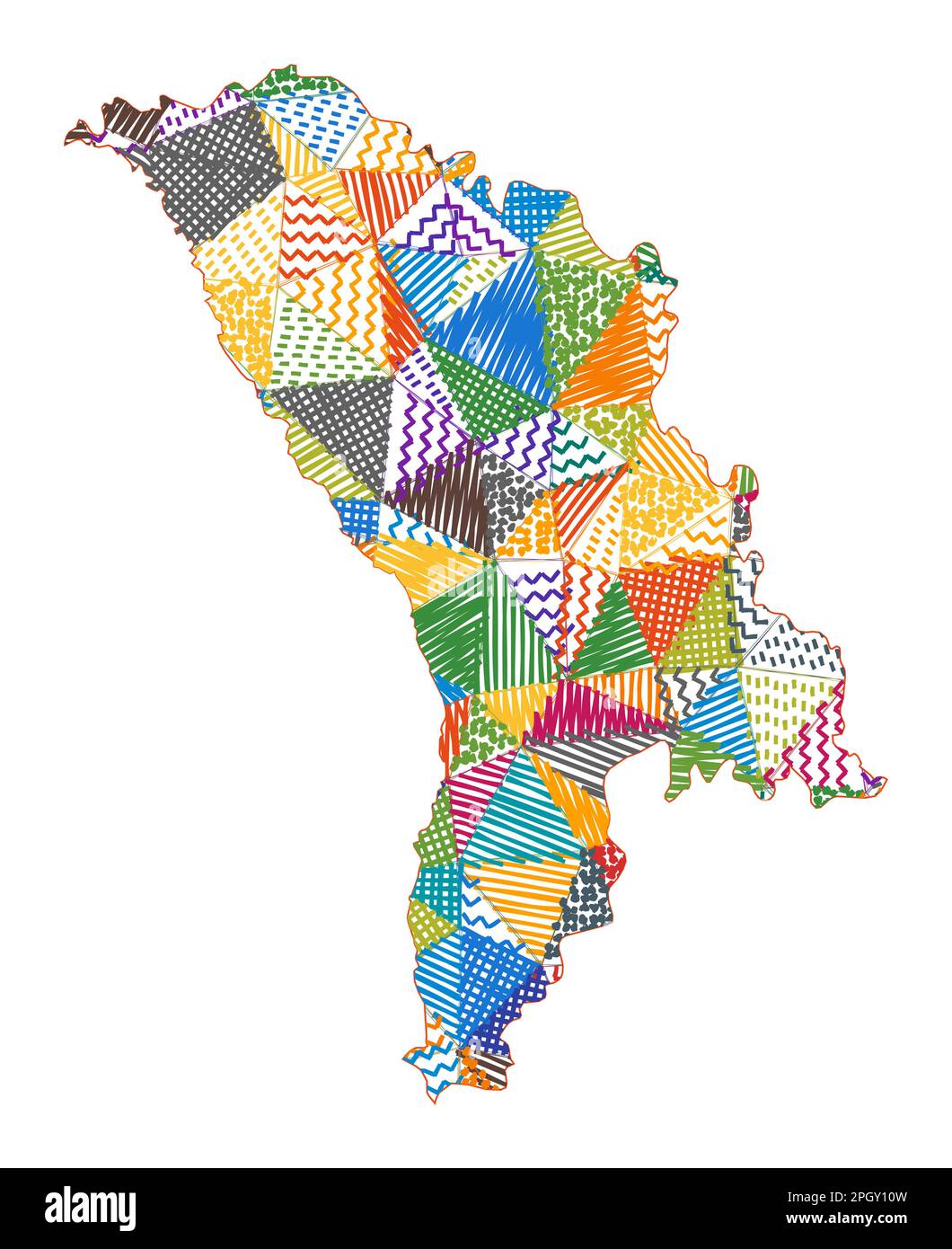 Kid style map of Moldova. Hand drawn polygons in the shape of Moldova ...