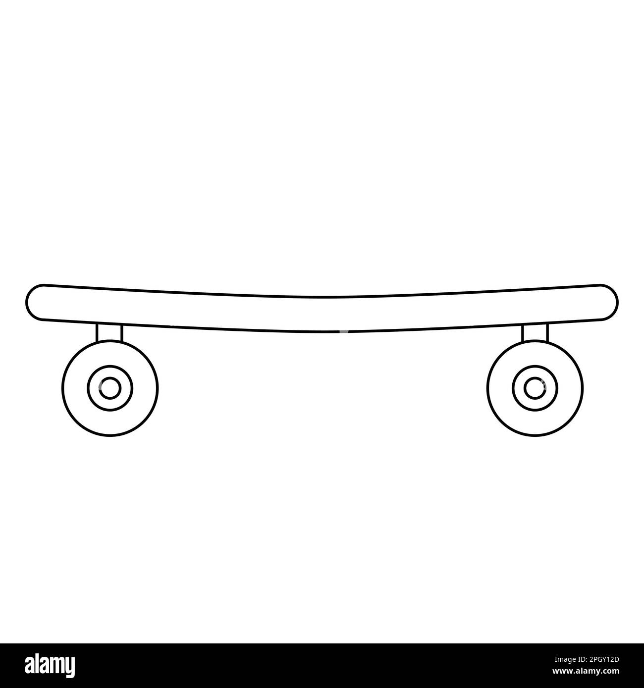 Skateboard, doodle style flat vector outline illustration for kids ...