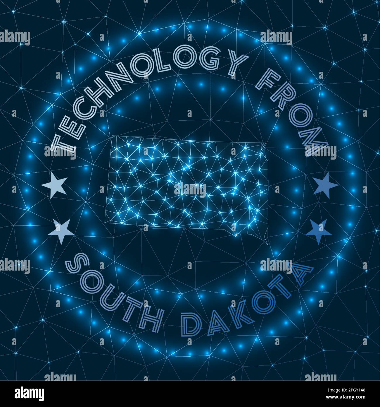 Technology From South Dakota. Futuristic geometric badge of the US ...