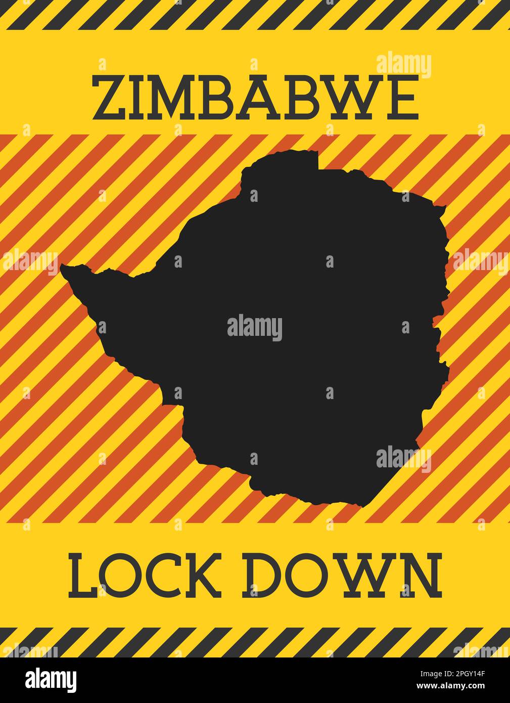 Zimbabwe Lock Down Sign. Yellow country pandemic danger icon. Vector ...