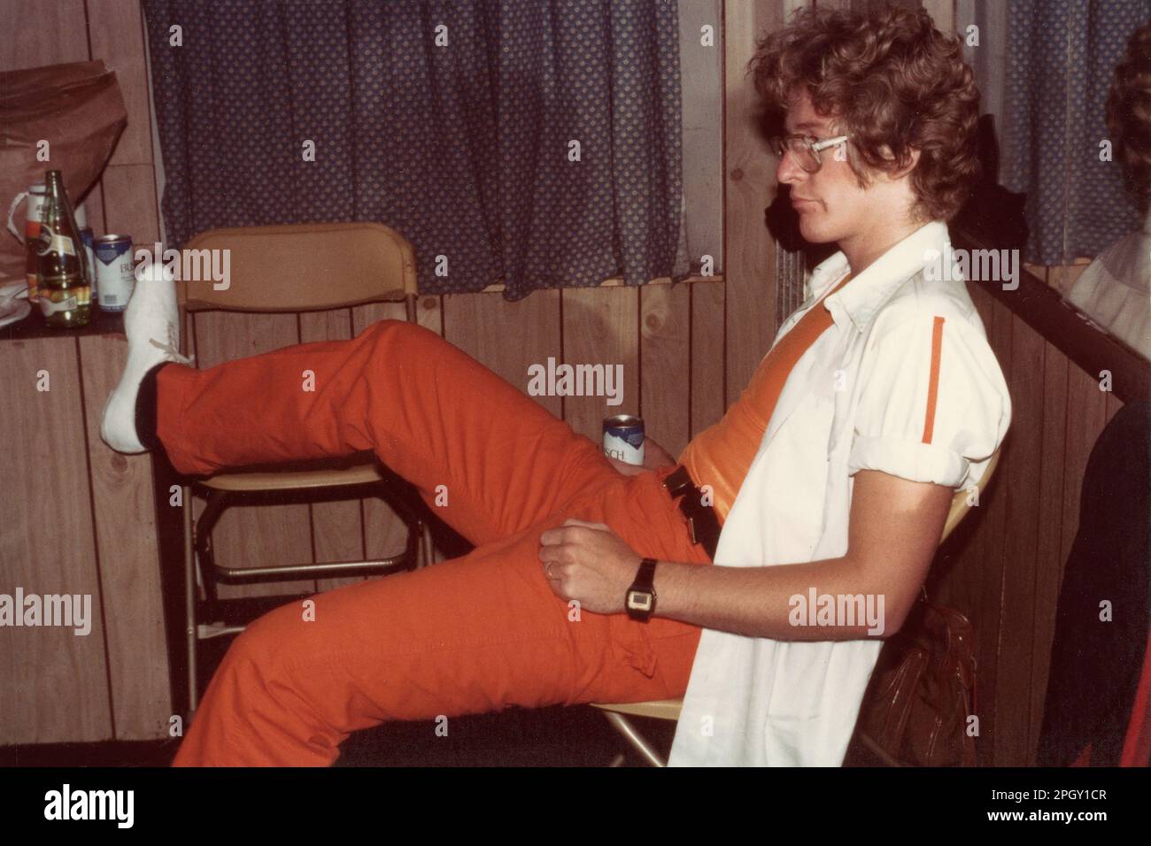 Roger Steen of the Tubes relaxing in his dressing room at the Orpheum ...