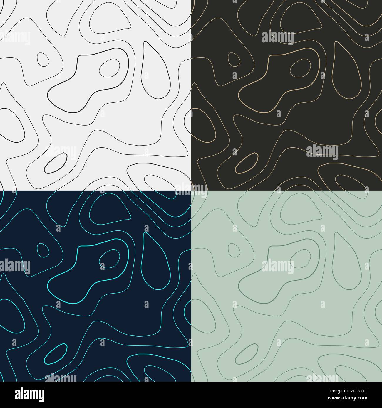 Topography patterns. Seamless elevation map tiles. Awesome isoline ...