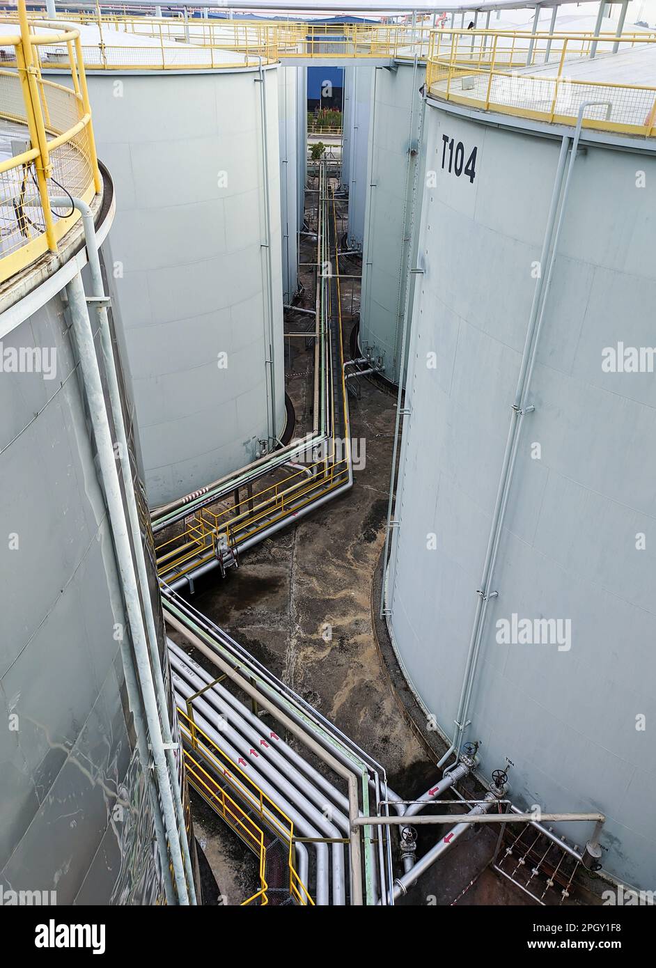 The pipe line and storage tank for cooking oil and crude palm oil Stock ...