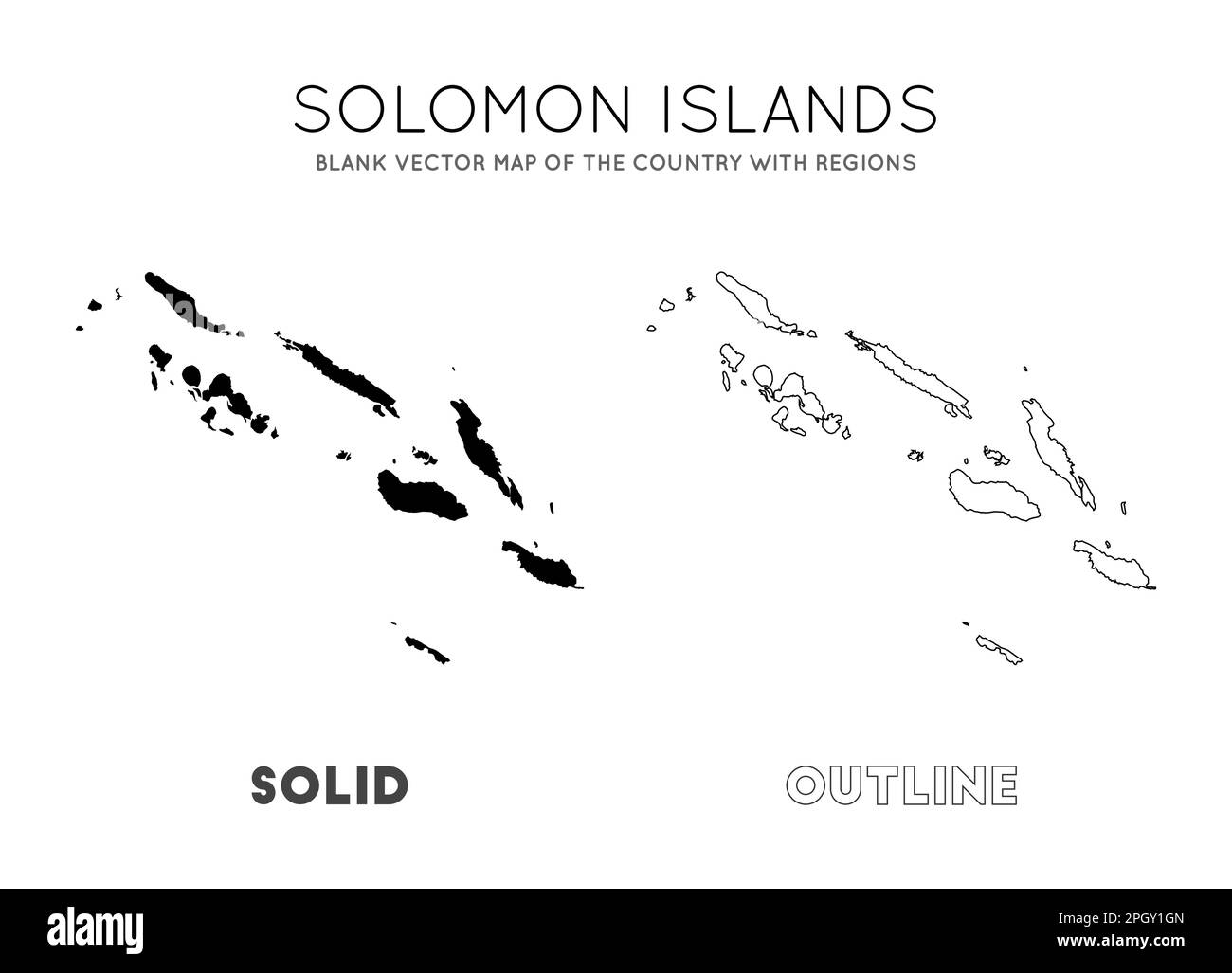 Solomon Islands map. Blank vector map of the country with regions. Borders of Solomon Islands ...