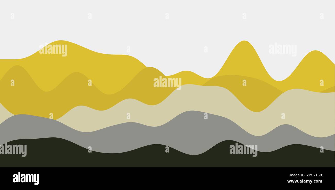 Abstract black and yellow hills background. Colorful waves captivating ...