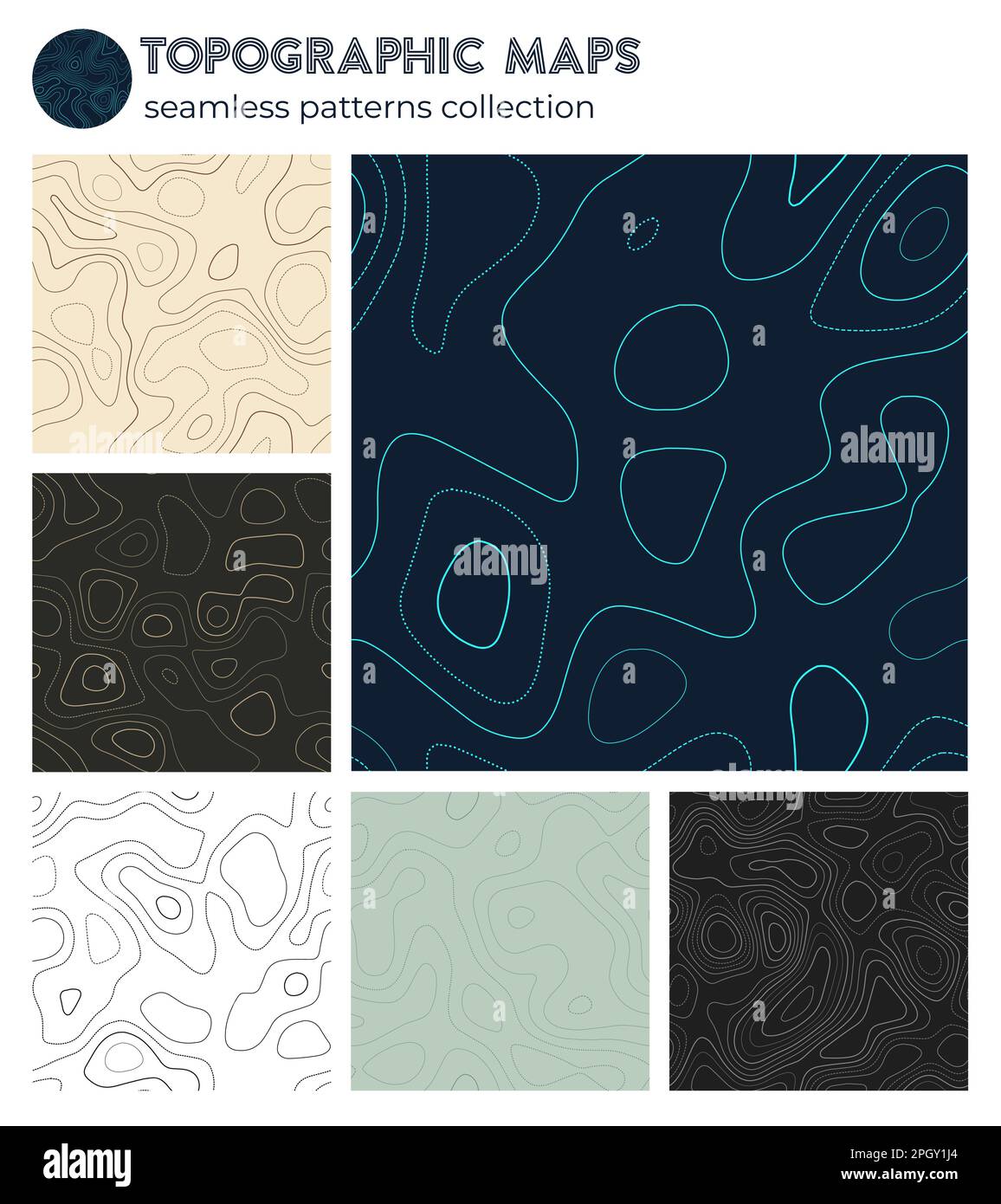 Topographic maps. Amazing isoline patterns, seamless design. Vibrant ...